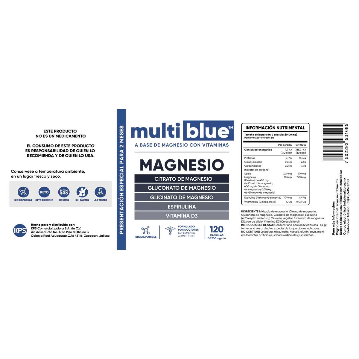 Magnesio Multiblue 120 Cápsulas – Llantas Mtb Mexico